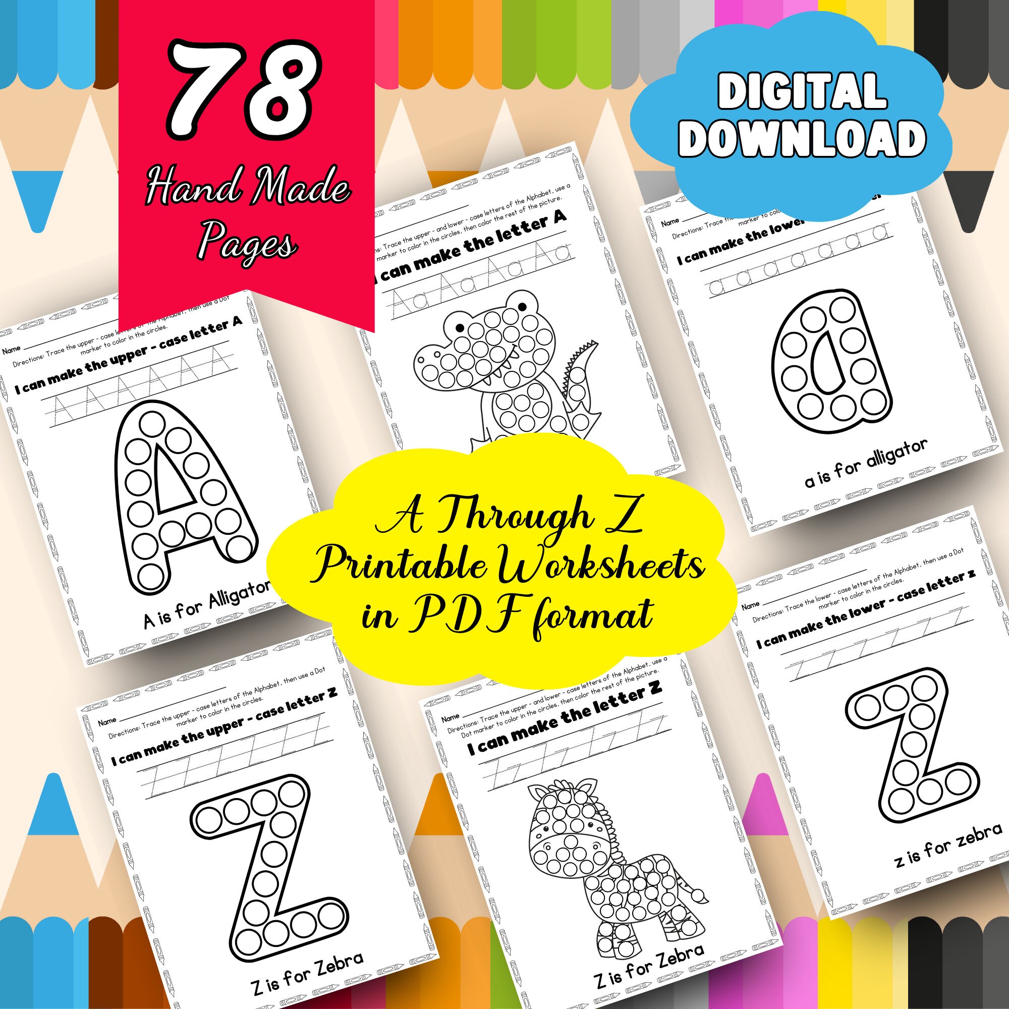 Do a Dot Alphabet Animal Printable Trace Letters of the Alphabet ...