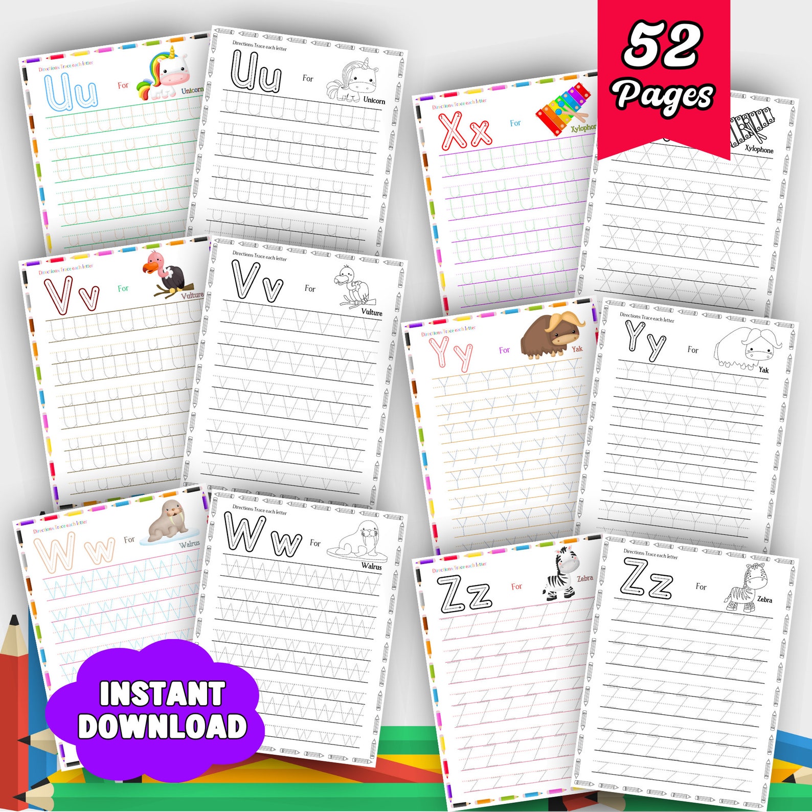 Trace the Alphabet Printable Upper- and Lower-case Alphabet Worksheets ...