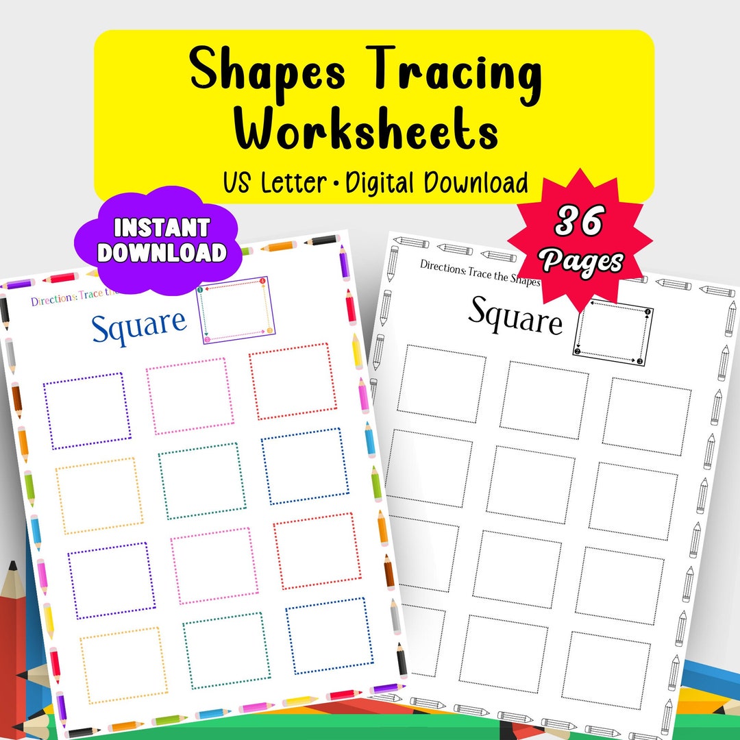 Trace the Shapes Printable Shapes Worksheets Practice Tracing Learning ...
