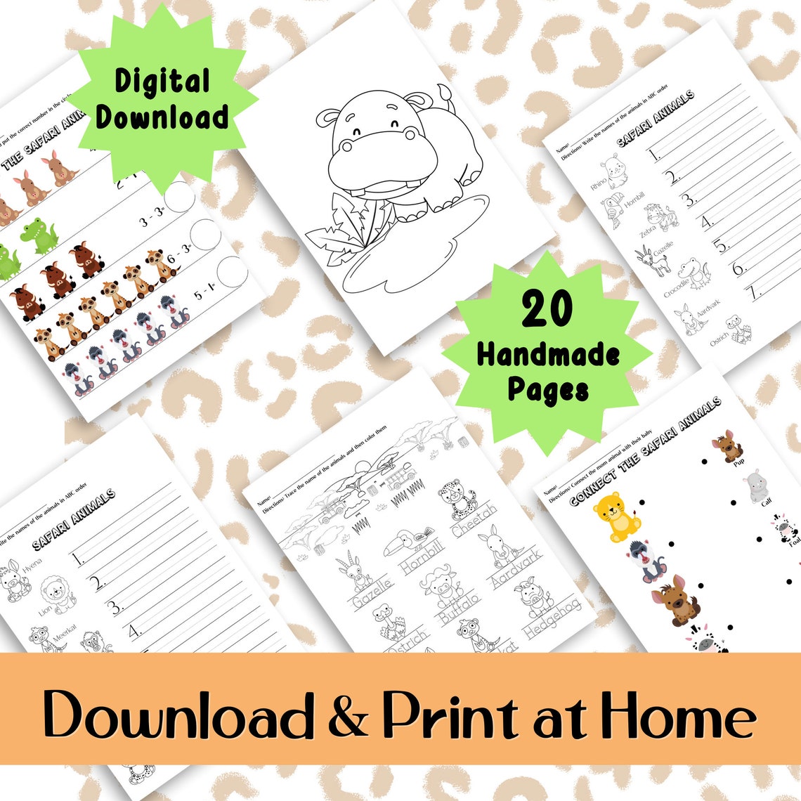 20 Safari Animal Activity Printable Safari Learning Pack Activity ...