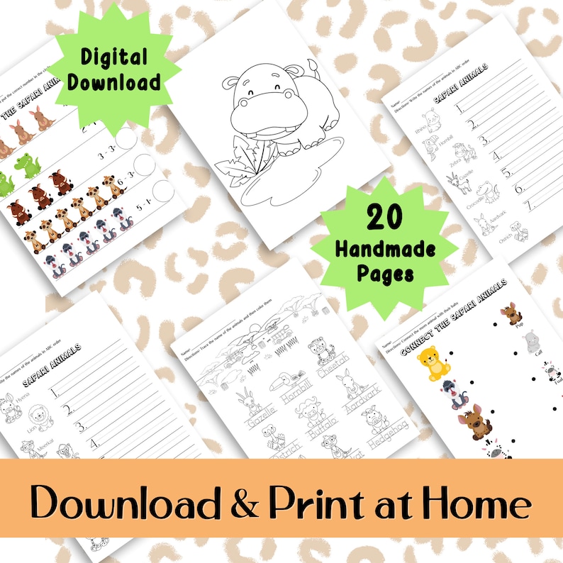 20 Safari Animal Activity Printable Safari Learning Pack Activity ...