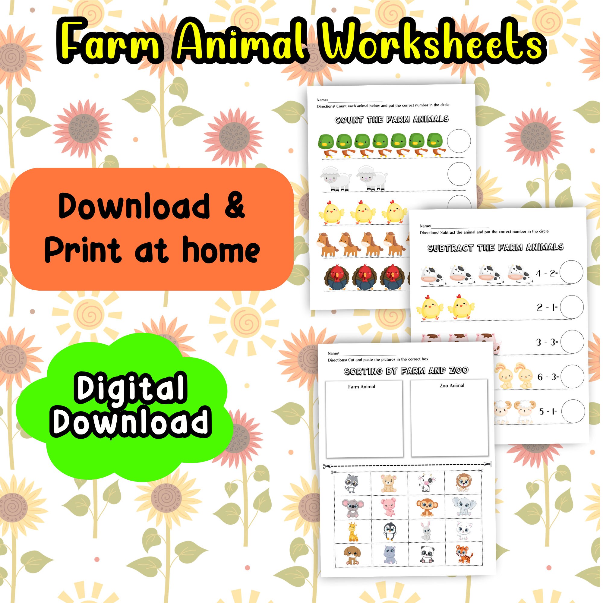 20 Farm Animal Activity Printable Farm Learning Pack Activity ...