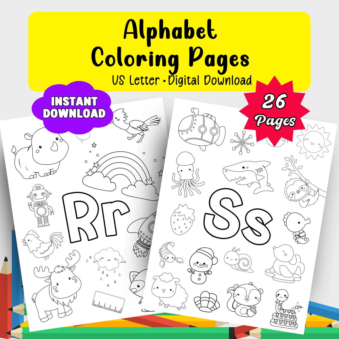 26 Alphabet Coloring Book Printable Coloring Pages Learning Alphabet ...