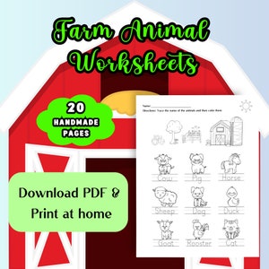 20 Farm Animal Activity Printable Farm Learning Pack - Etsy