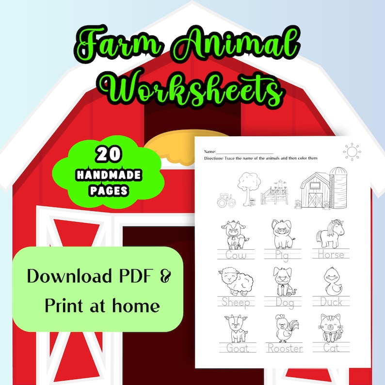 20 Farm Animal Activity Printable Farm Learning Pack - Etsy