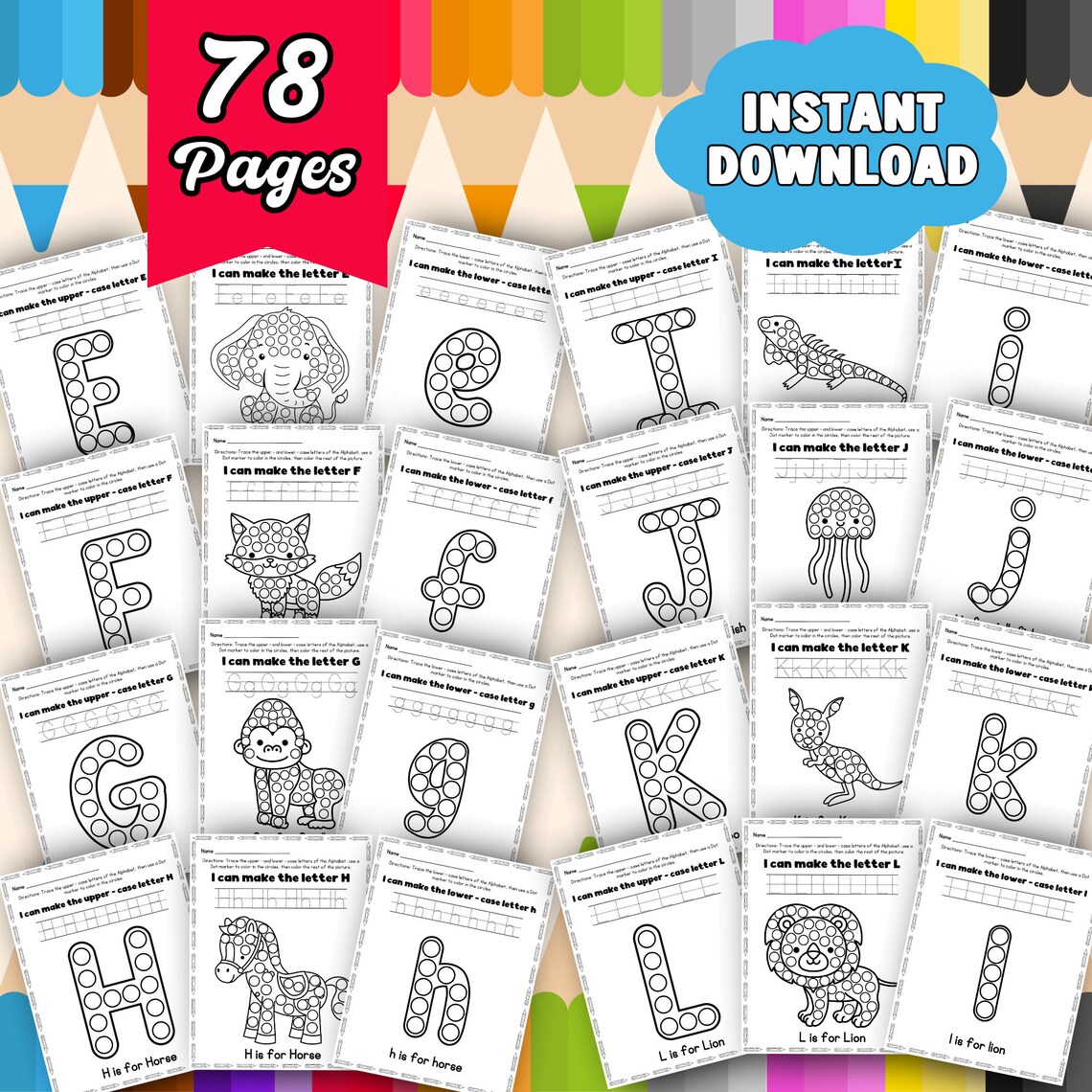 Do a Dot Alphabet Animal Printable Trace Letters of the Alphabet ...