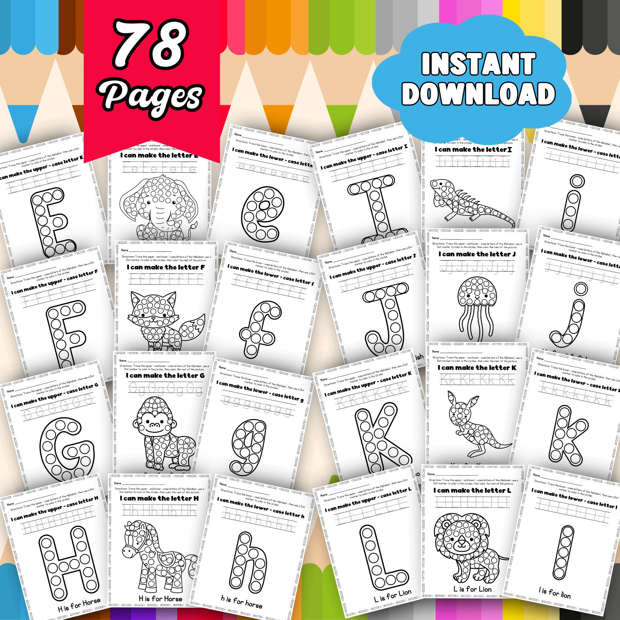 Do a Dot Alphabet Animal Printable Trace Letters of the Alphabet ...