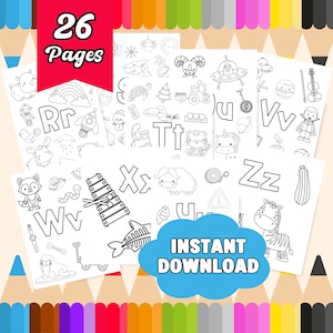 26 Alphabet Coloring Book Printable Coloring Pages - Etsy