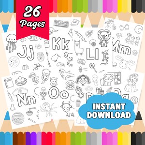 26 Alphabet Coloring Book Printable Coloring Pages - Etsy