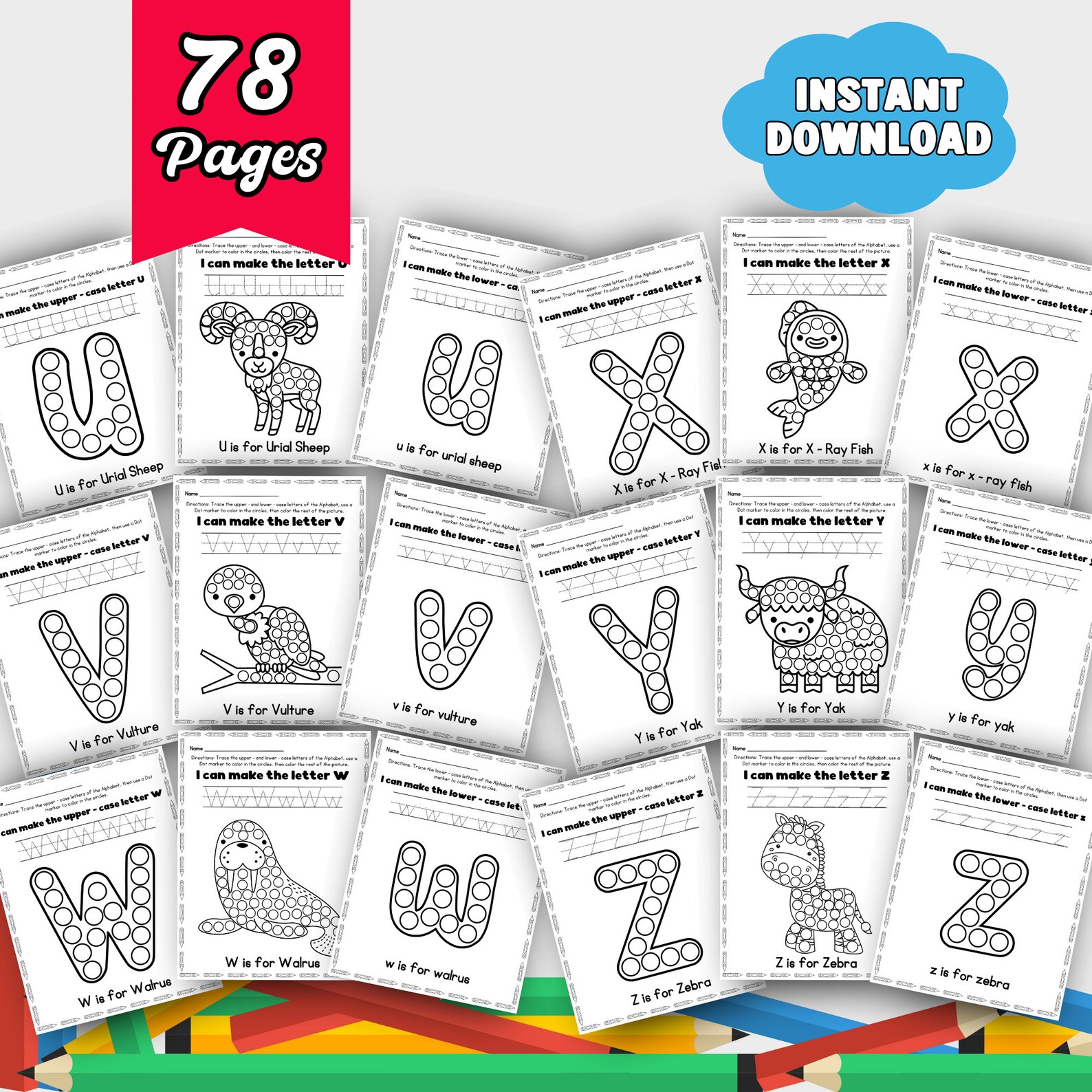 Do a Dot Alphabet Animal Printable Trace Letters of the Alphabet ...