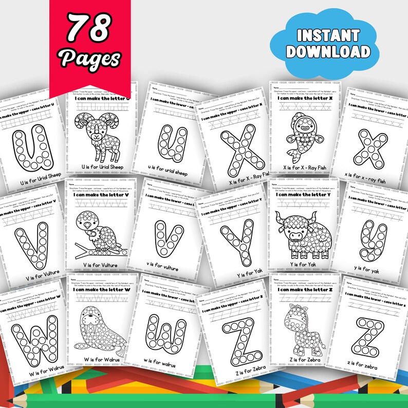 Do a Dot Alphabet Animal Printable Trace Letters of the Alphabet ...