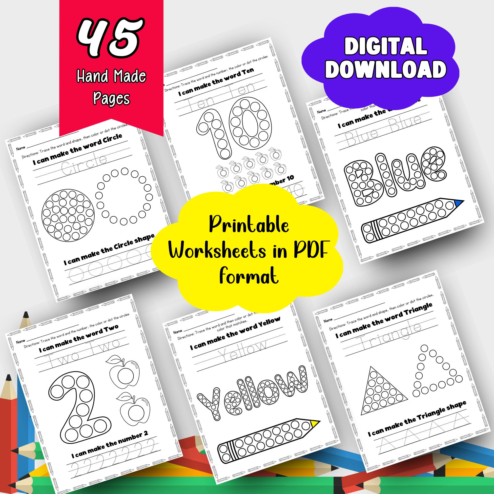 Do a Dot Numbers Shapes and Colors Printable Trace Numbers and Shapes ...