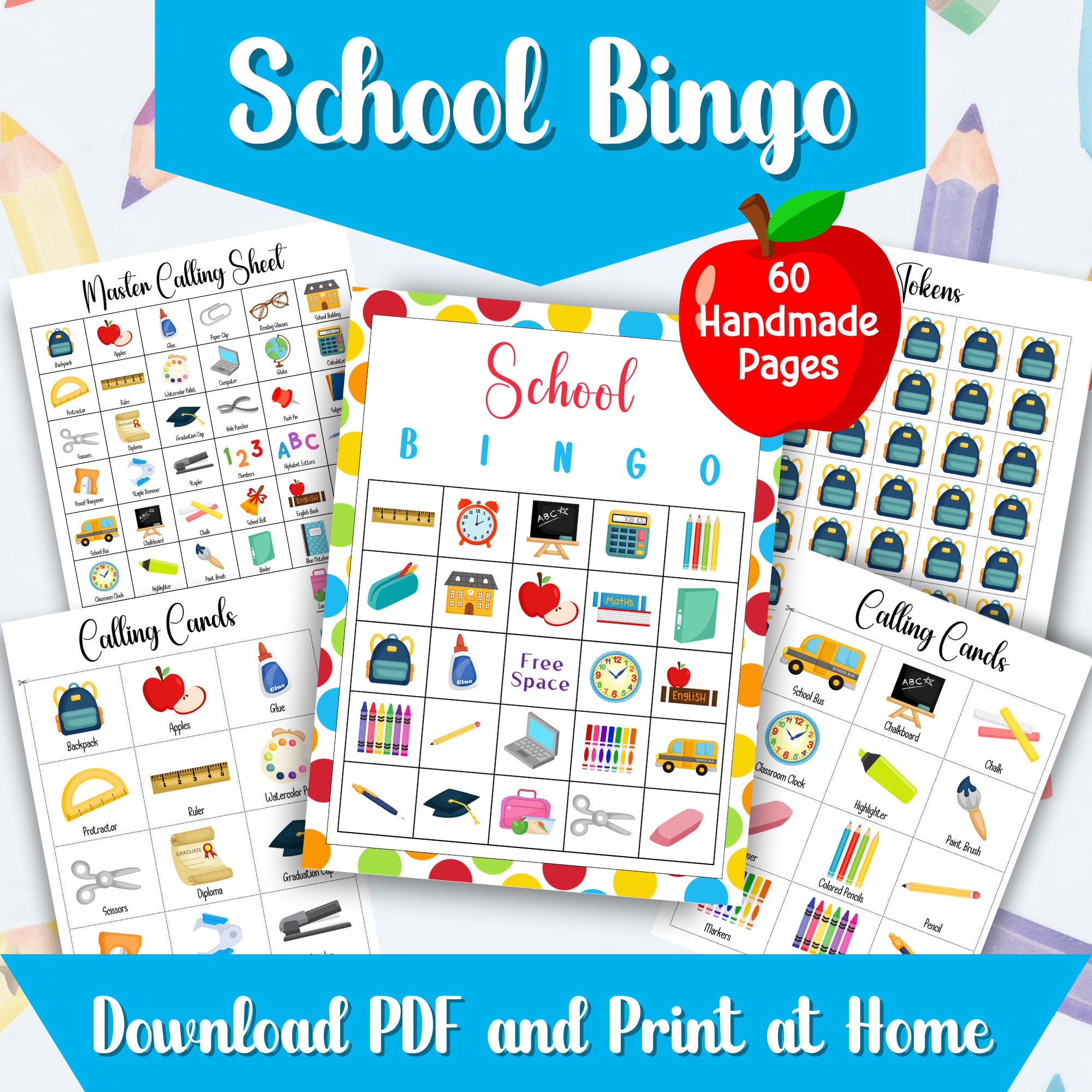 Back to School Bingo Printable, 50 Unique Bingo Cards School Printable ...