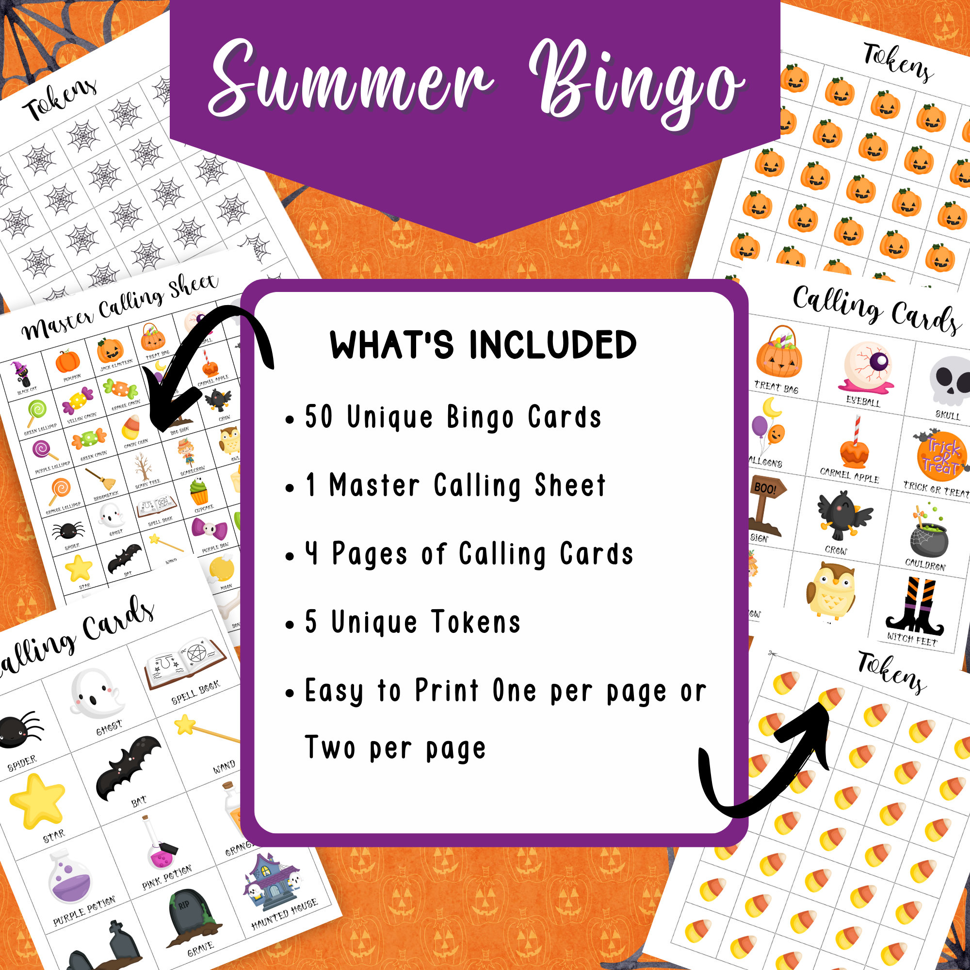 Halloween Bingo Printable: 50 Unique Bingo Cards Halloween Printable ...