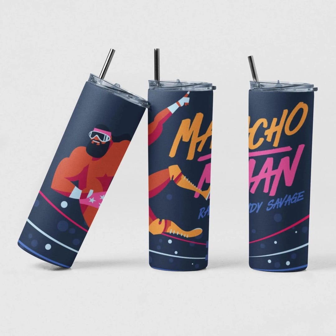 Macho Man 20oz Tumbler, Wrestling Fan, Travel Mug, Sports Lover, Gift ...
