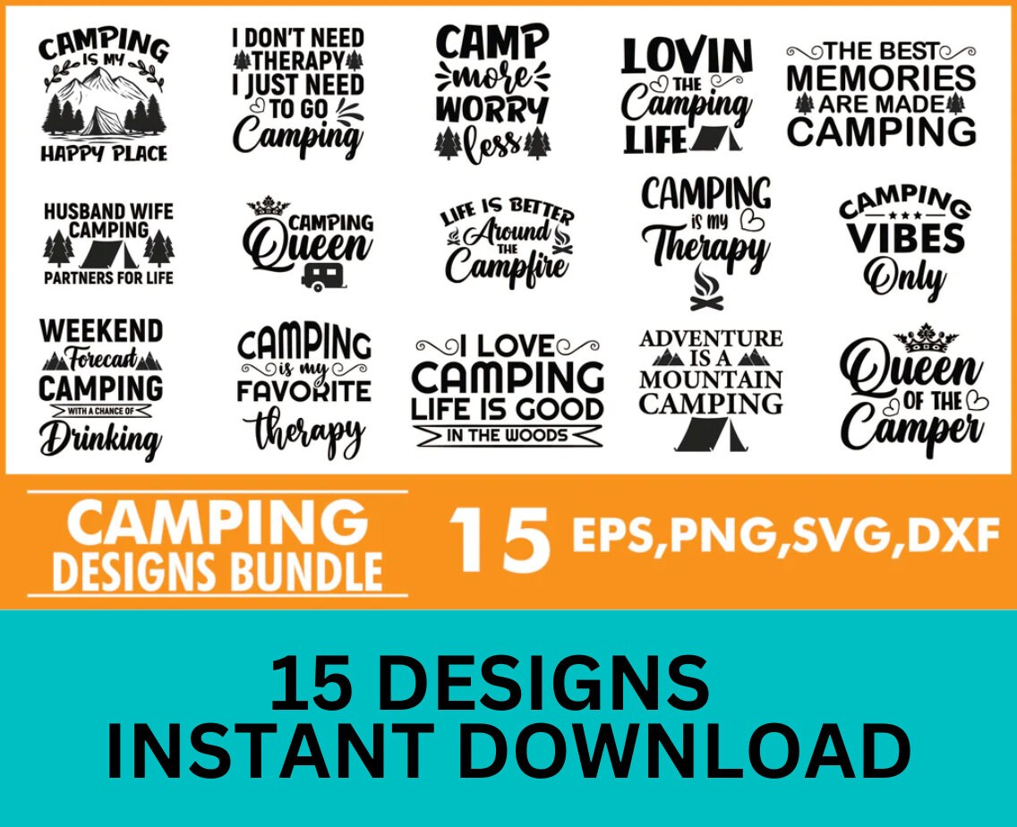 Camping SVG Designs Bundle, Fathers Day Svg, Svg Files for Cricut ...