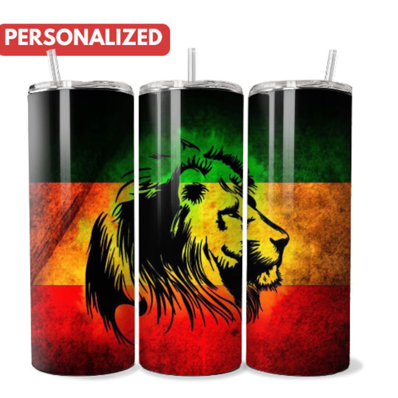 Rasta Lion 20oz Tumbler, Stainless Steel, Personalized Gift, Caribbean ...