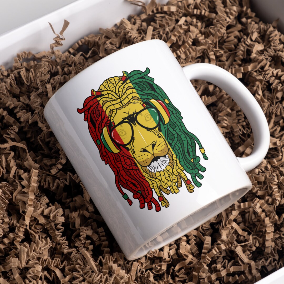 Rasta Lion 15oz Mug, Stainless Steel, Personalized Gift, Caribbean ...