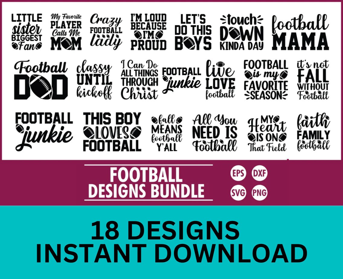 Football Svg Bundle, Sports Svg, Soccer Mom Svg, Touchdown Svg, Svg ...