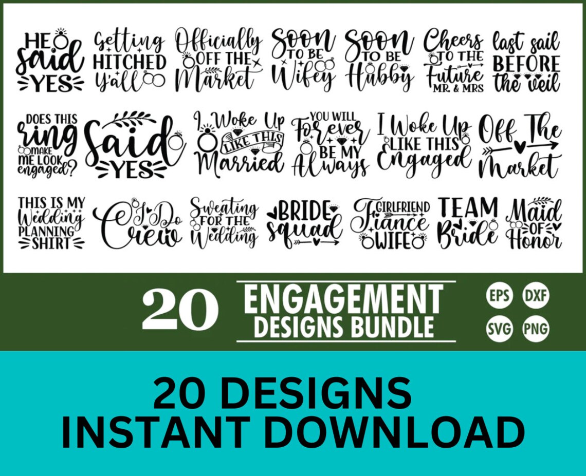 Engagement Svg Bundle, Just Married Svg, Bride Tribe Svg, Engagement ...