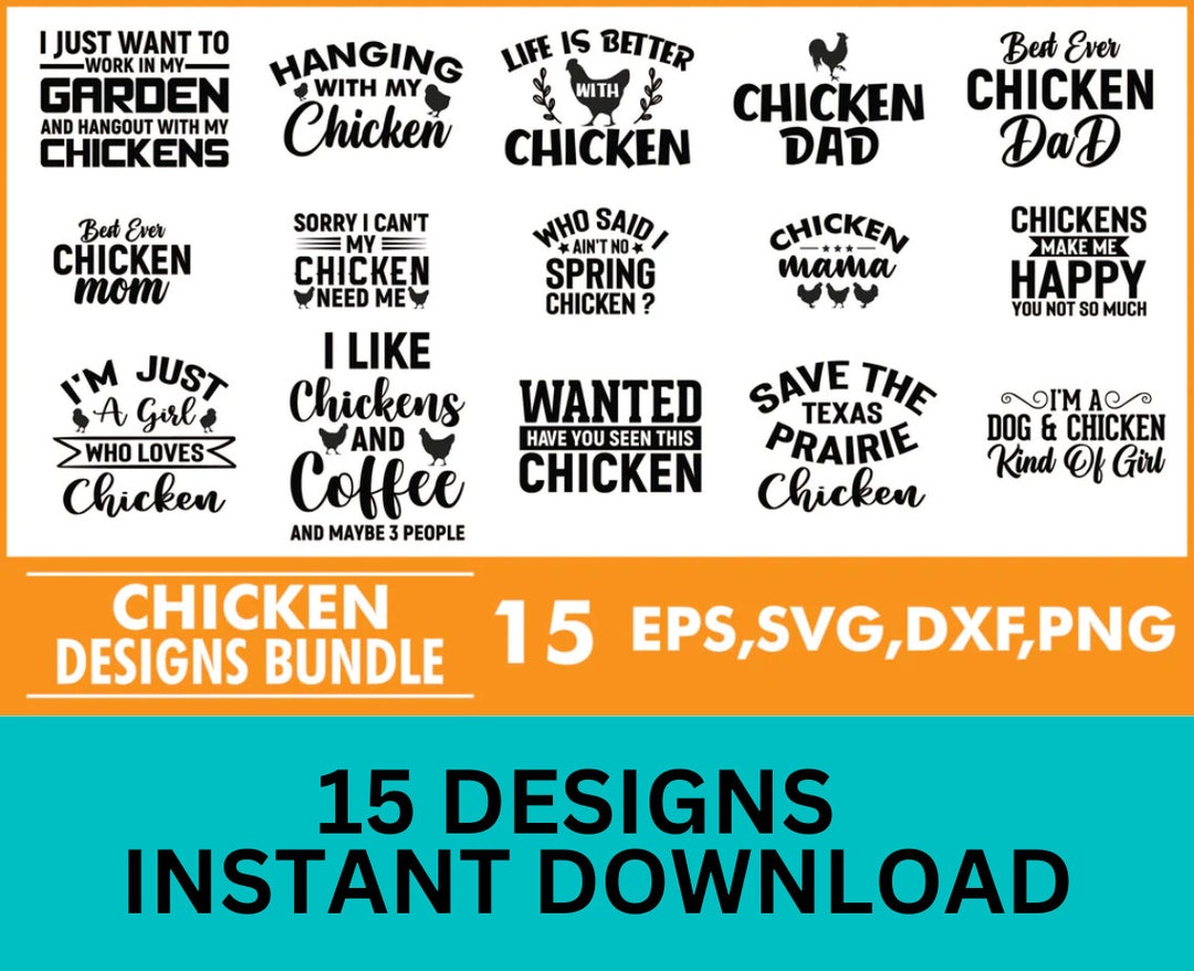 Chicken SVG Designs Bundle, Farmhouse Svg, Svg Files for Cricut ...