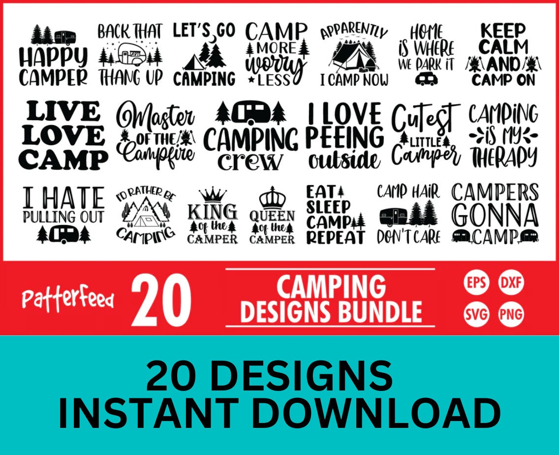 Camping 20 SVG Bundle, Fathers Day Svg, Svg Files for Cricut, Camping ...