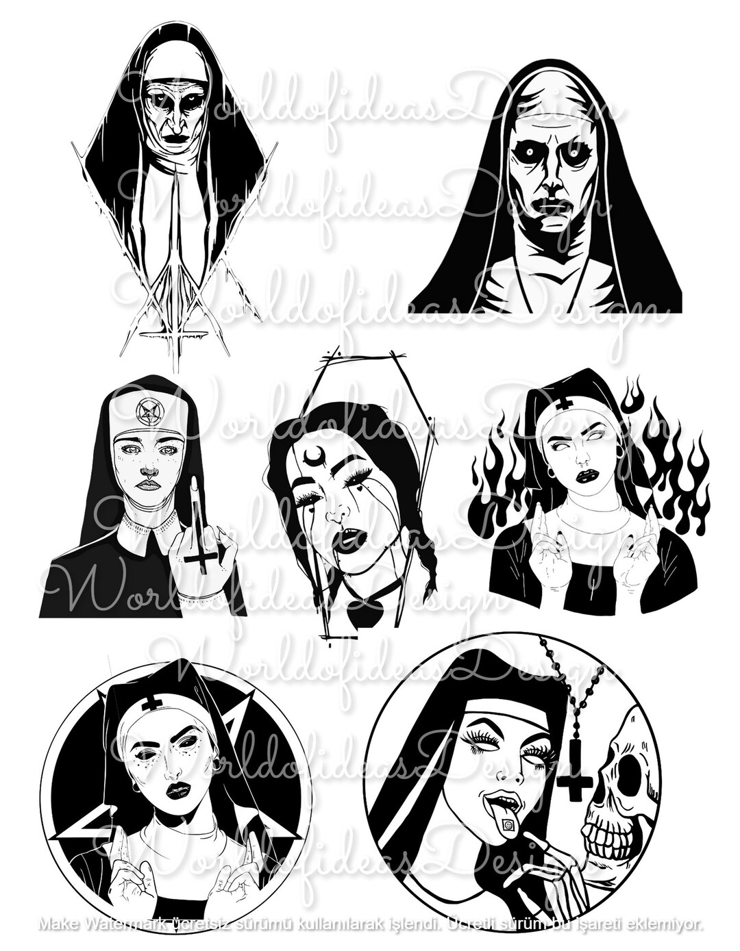 The Nun 1 & 2 Digital Files – Horror Movie SVG, PNG, JPG - Etsy