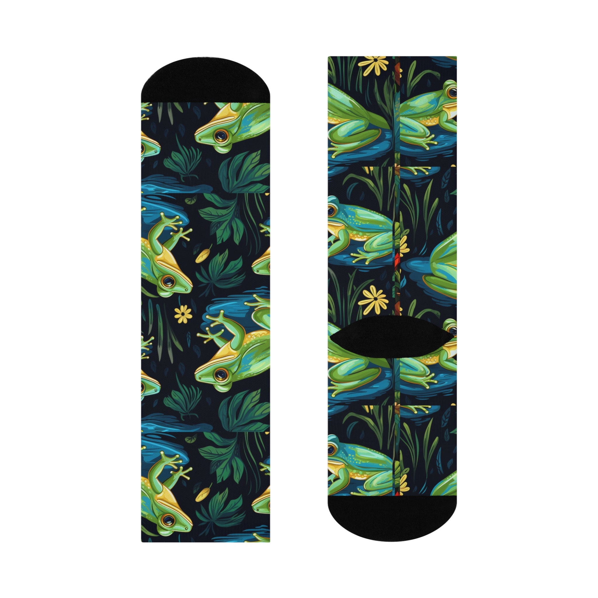 Frog Themed Cushioned Crew Socks, Frog Socks - Etsy