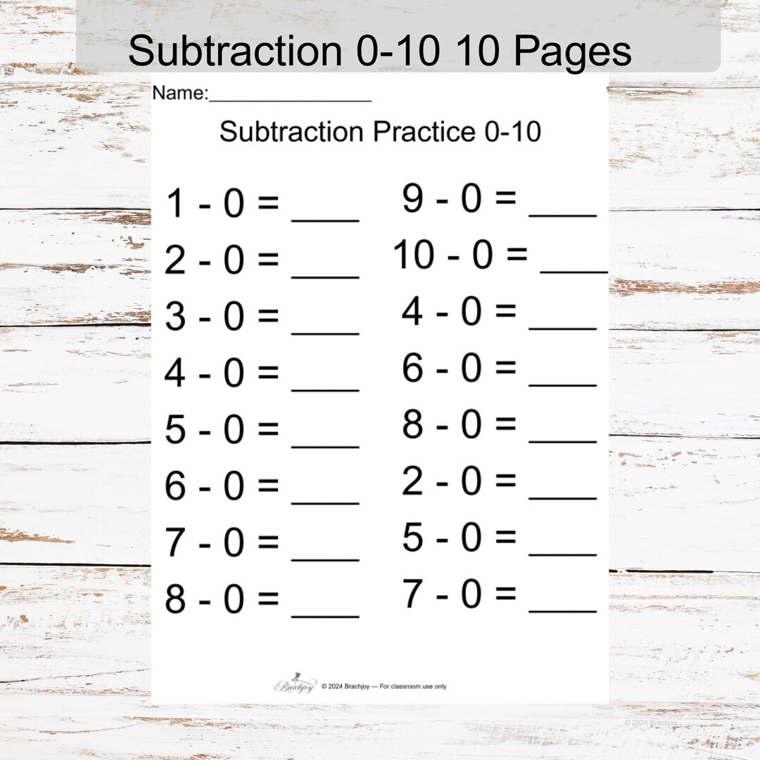 Subtraction Worksheets for Kids 0–10 |pre-k, Kindergarten & 1st Grade ...