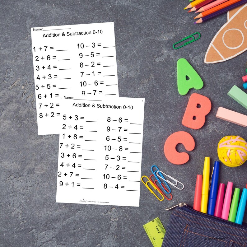Addition Subtraction Mixed Worksheets 0–10 | Kindergarten Math Practice ...