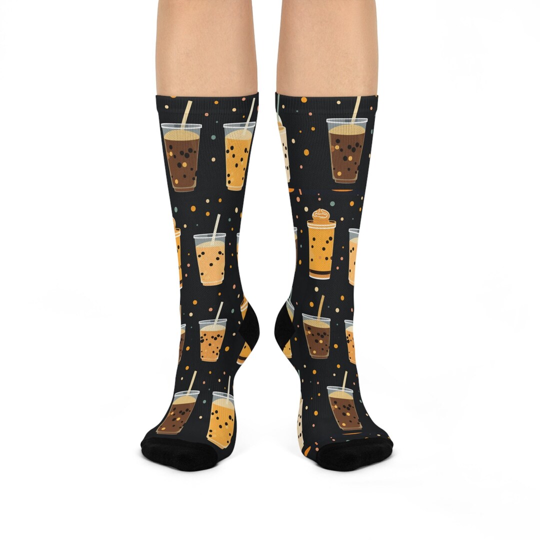 Boba Tea Cushioned Crew Socks, Bubble Tea Socks - Etsy