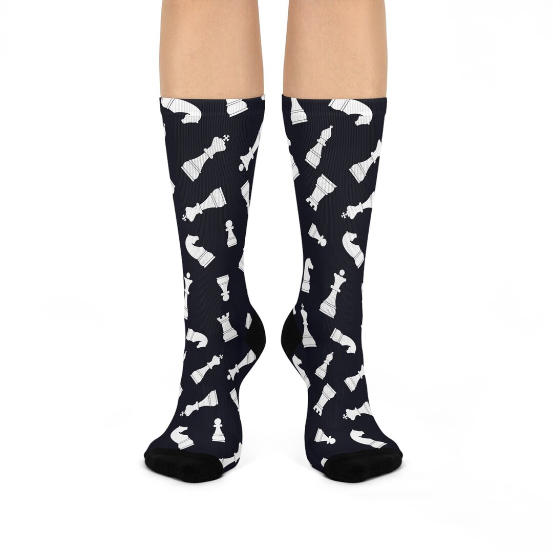 Chess Themed Cushioned Crew Socks, Chess Socks, Game Socks - Etsy