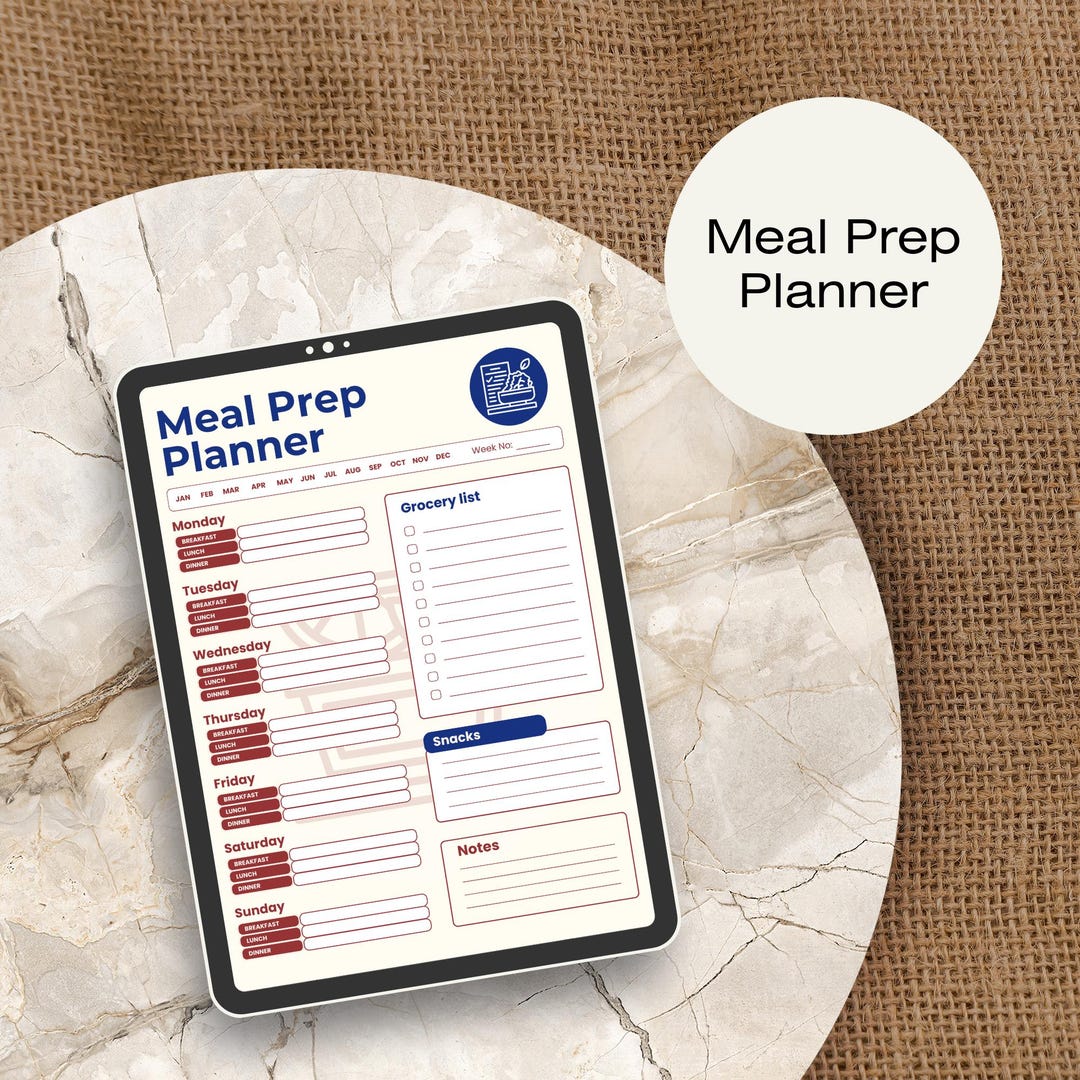 Meal Prep Planner Printable Undated Weekly Organizer for Healthy Eating ...