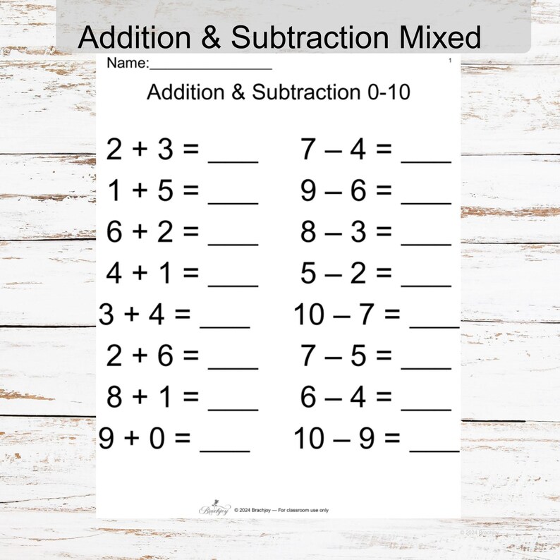 Addition Subtraction Mixed Worksheets 0–10 | Kindergarten Math Practice ...