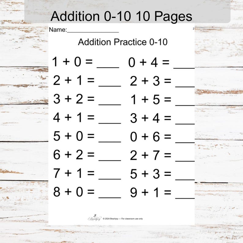 Addition Worksheets for Kids 0–10 | Math Facts Practice Printable | Pre ...