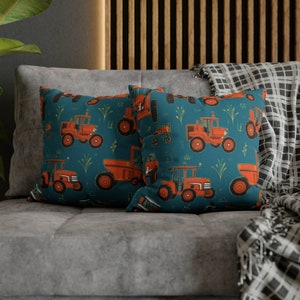 Tractor Themed Spun Polyester Square Pillow Case, Tractor Pillow - Etsy