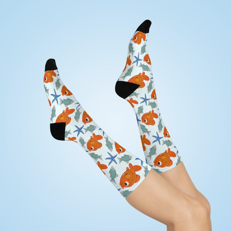 Fish Cushioned Crew Socks, Fish Socks - Etsy