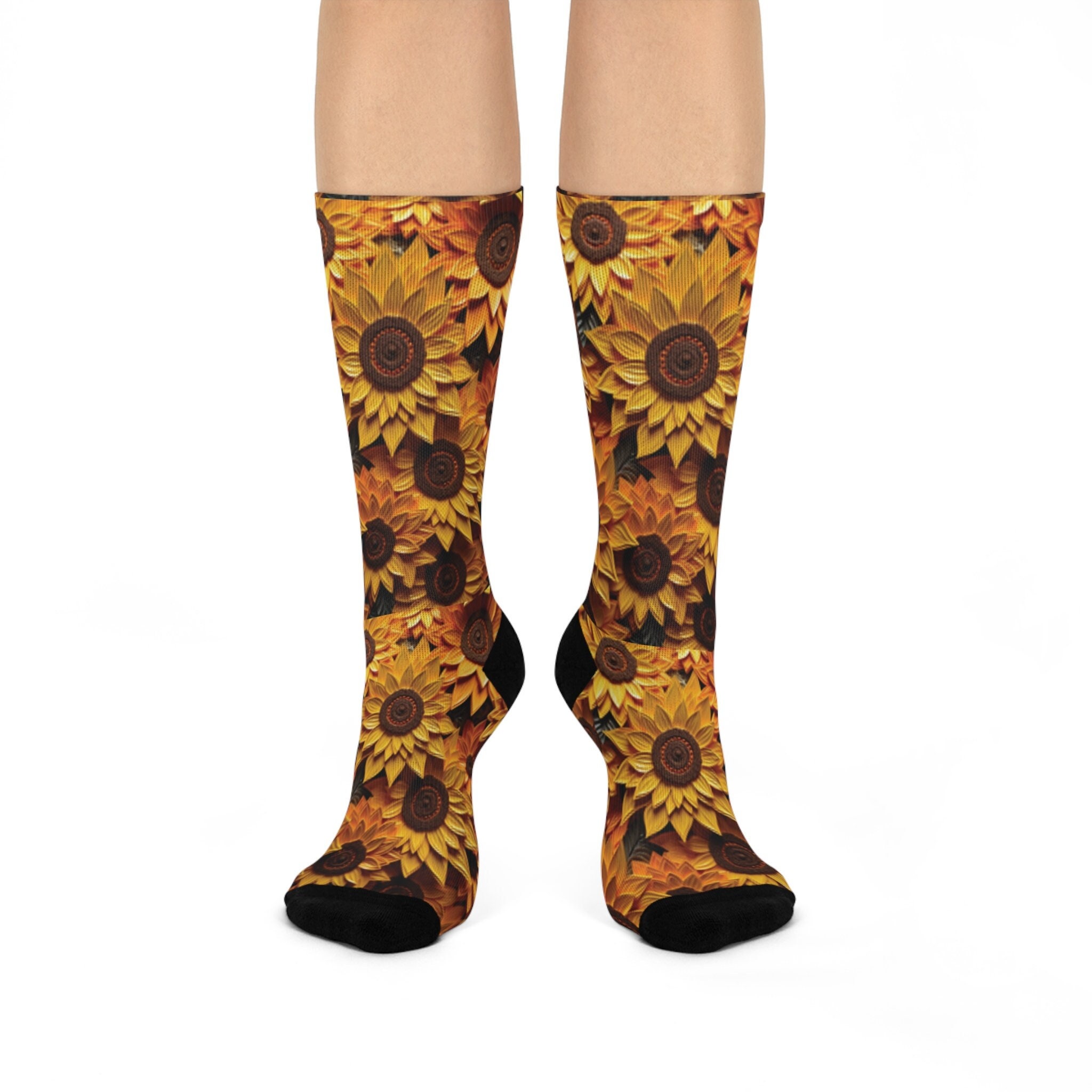 Sunflower Bliss Sunflower Patterns Cushioned Crew Socks - Etsy