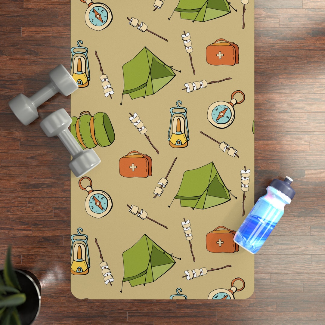 Camping Themed Rubber Yoga Mat, Camp Mat, Camping Yoga - Etsy
