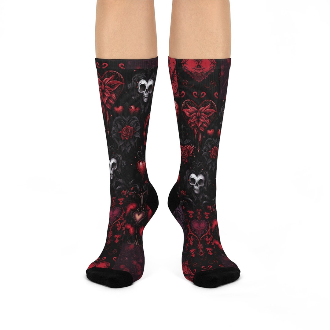 Goth Valentine Cushioned Crew Socks, Goth Socks, Goth Valentine Gift ...
