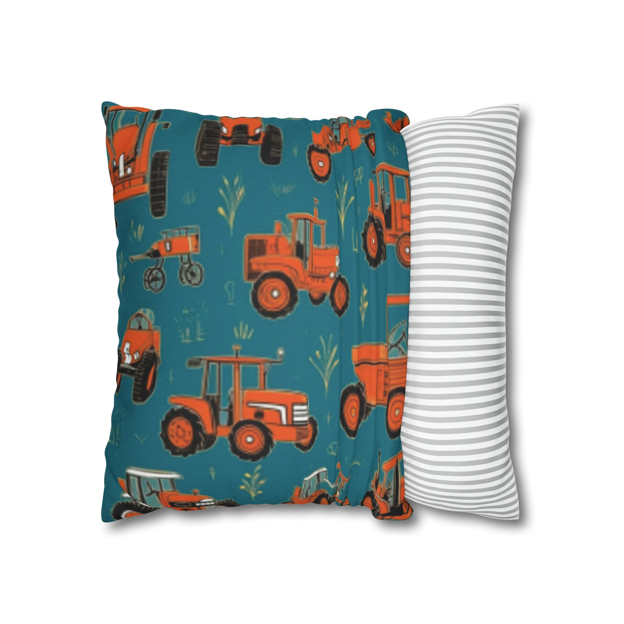 Tractor Themed Spun Polyester Square Pillow Case, Tractor Pillow - Etsy