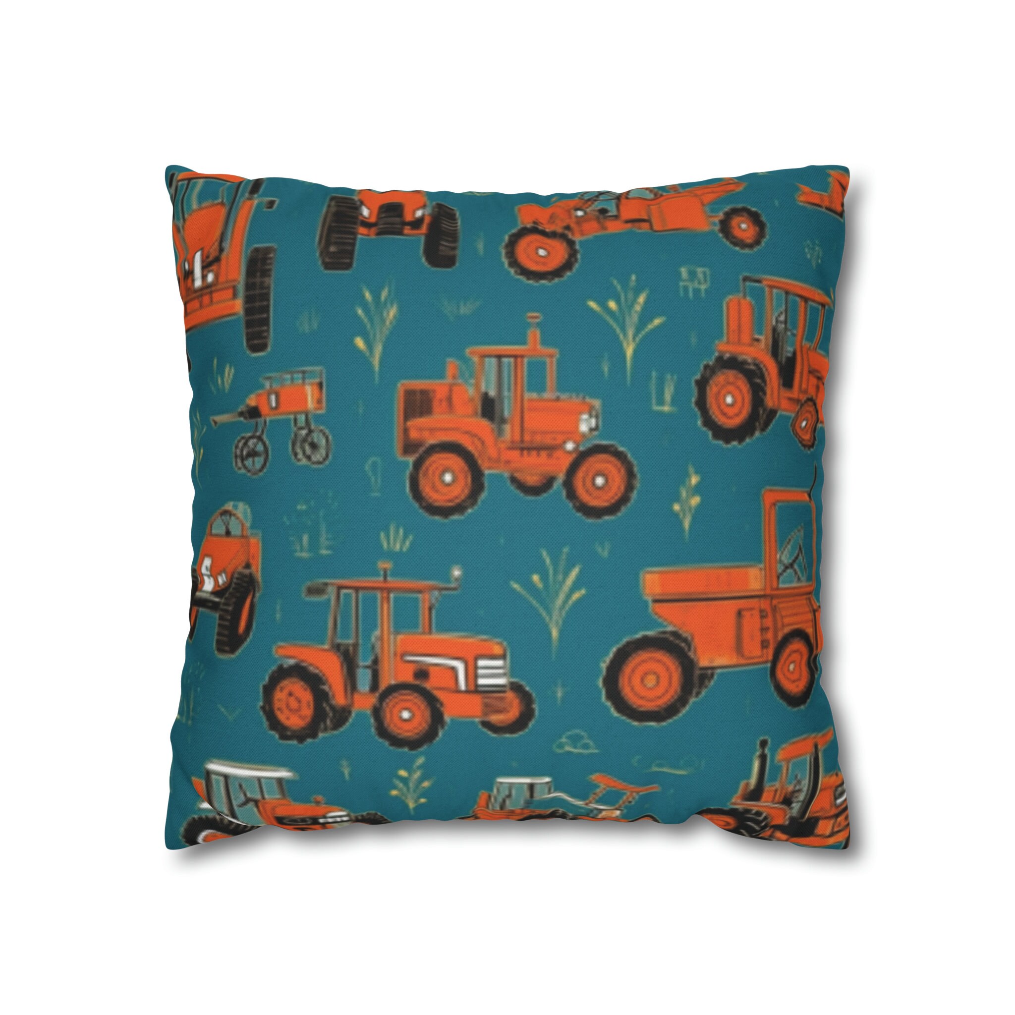 Tractor Themed Spun Polyester Square Pillow Case, Tractor Pillow - Etsy