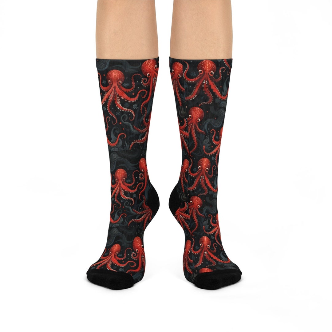 Octopus Cushioned Crew Socks, Octopus Socks, - Etsy