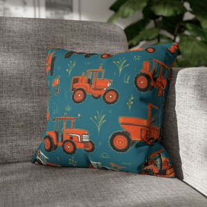 Tractor Themed Spun Polyester Square Pillow Case, Tractor Pillow - Etsy