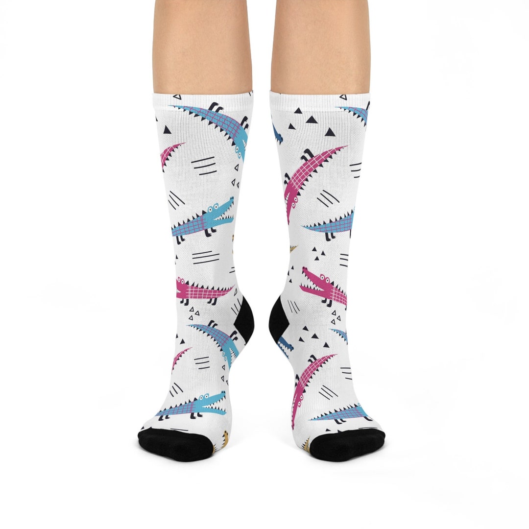 Alligator Cushioned Crew Socks, Crocodile Socks - Etsy