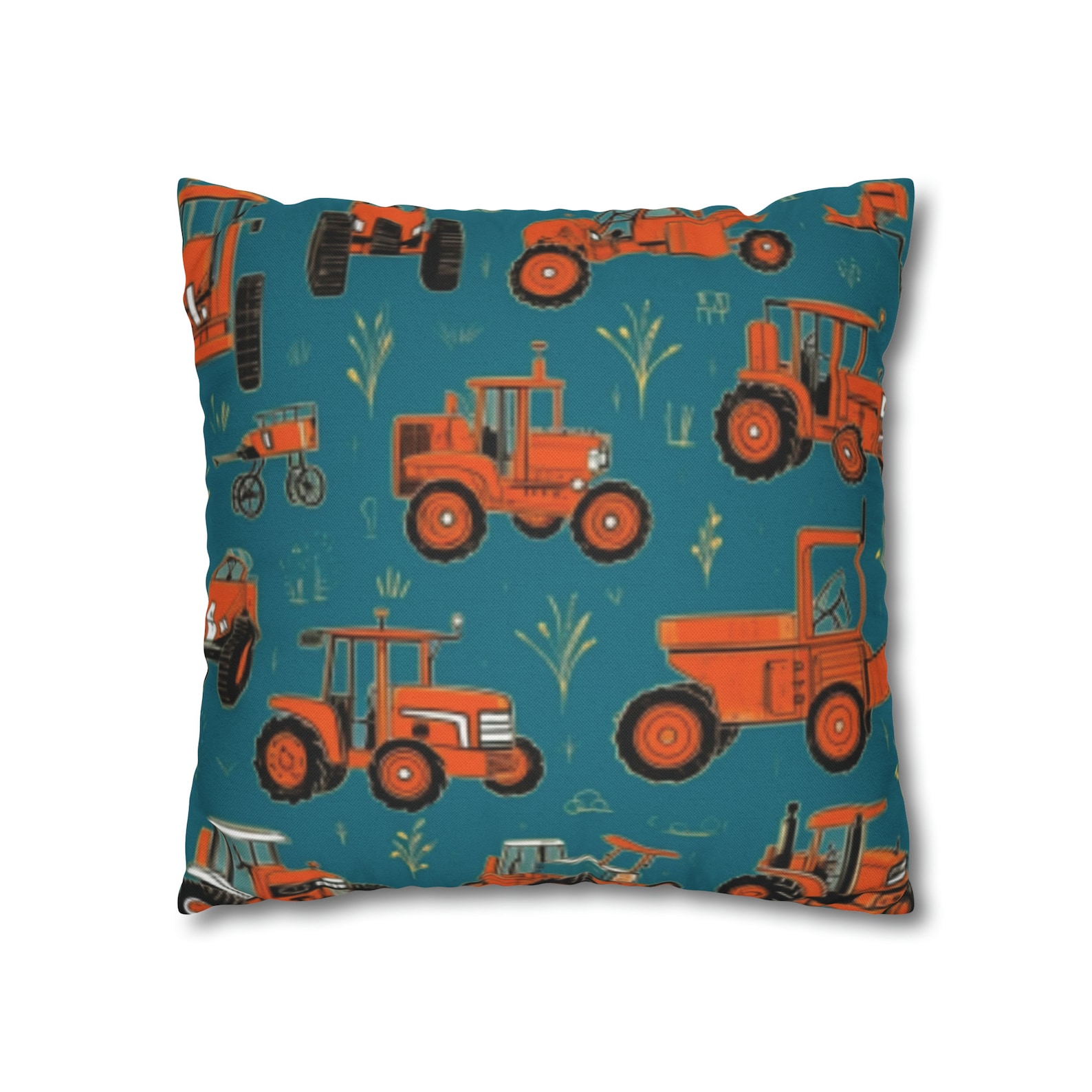 Tractor Themed Spun Polyester Square Pillow Case, Tractor Pillow - Etsy