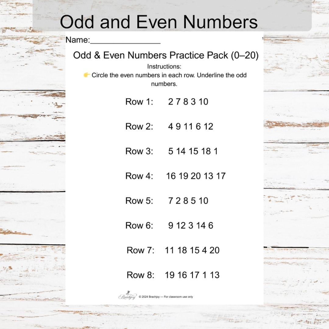 Odd and Even Numbers Worksheets 0–20 | Kindergarten Math Printable PDF ...