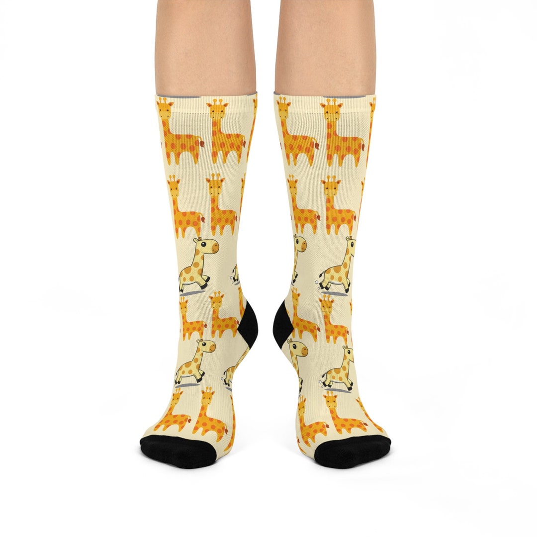 Giraffe Cushioned Crew Socks - Etsy
