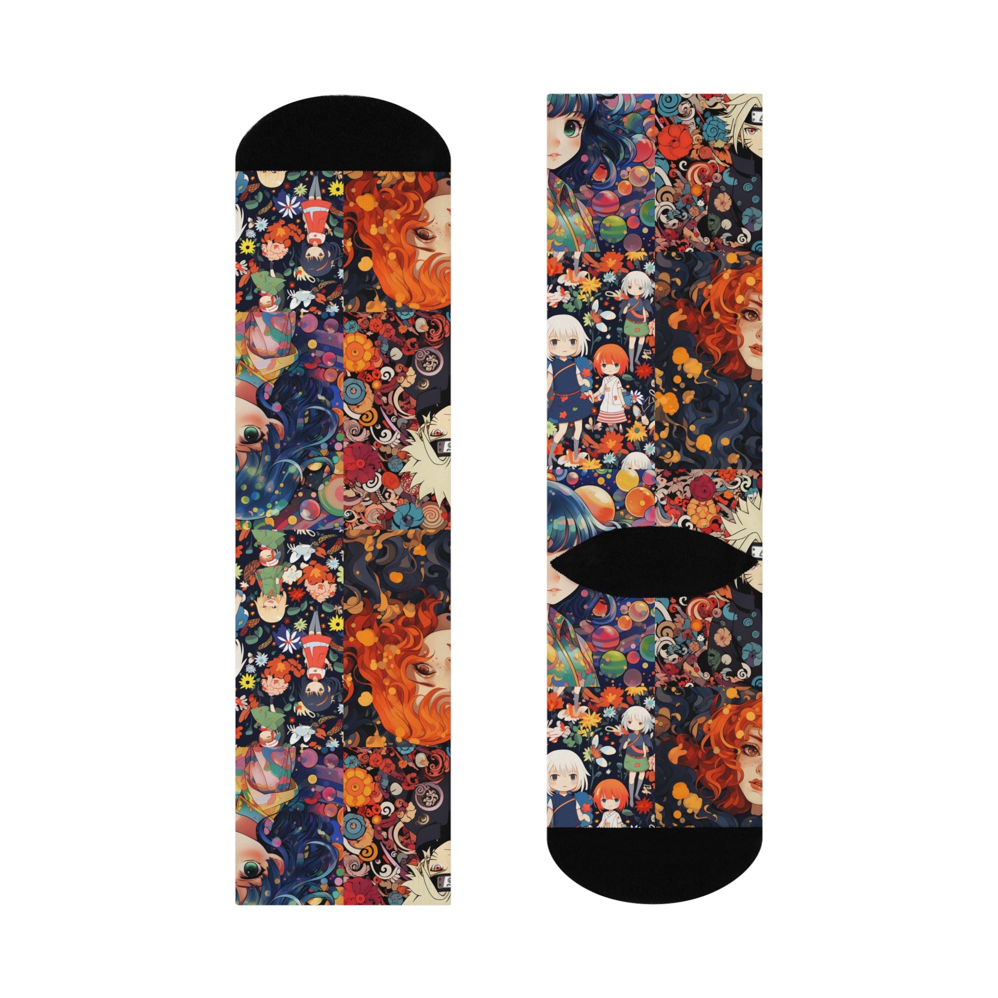 Anime Themed Cushioned Crew Socks, Anime Socks - Etsy