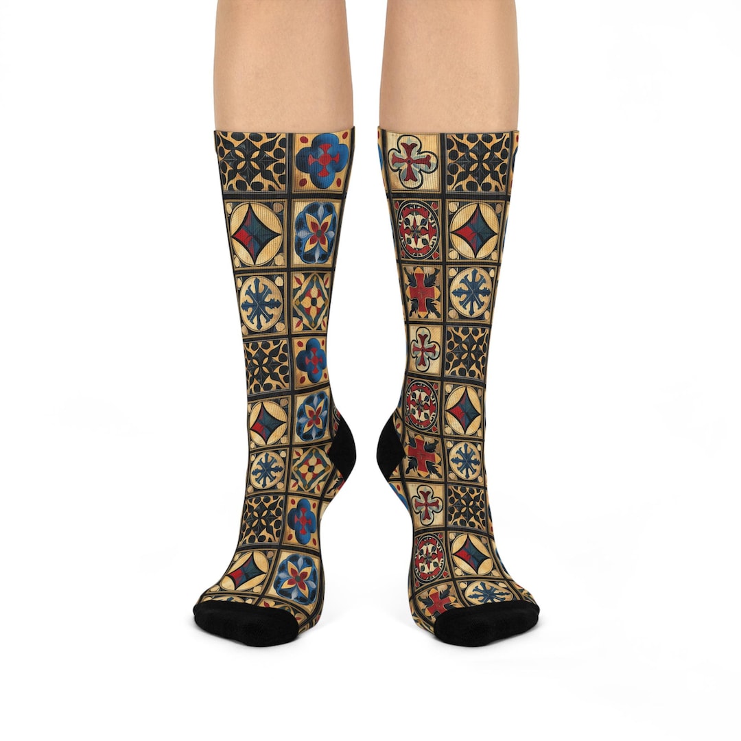 Medieval Themed Cushioned Crew Socks, Medieval Socks - Etsy